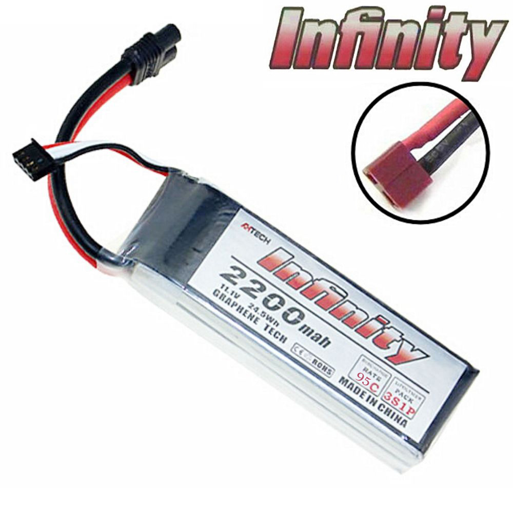 AHTECH Infinity 3S 11.1V 2200mAh 95C Graphene Lipo Battery with Dean Plug AI2200/95-3SD – RC HOPEZ